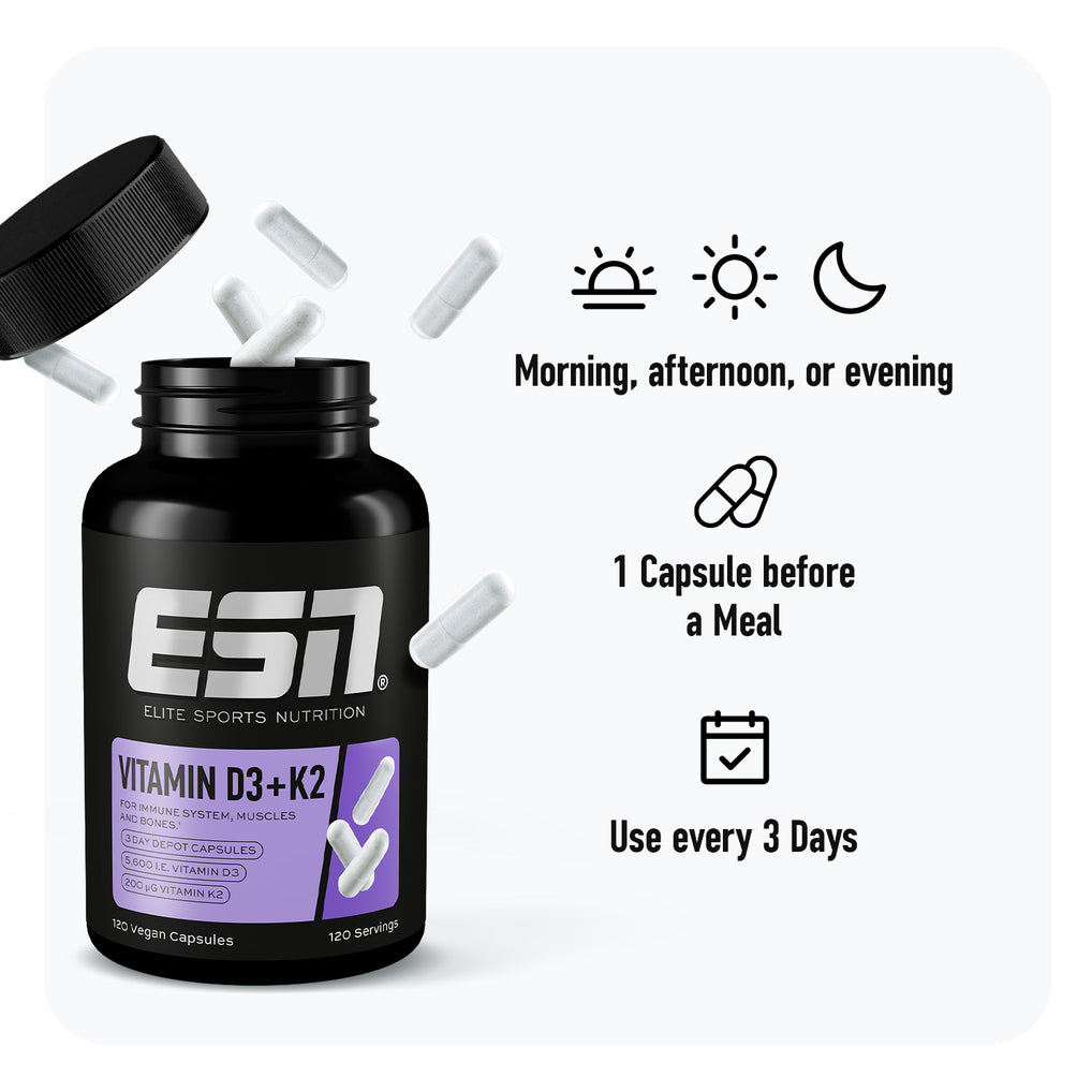 Vitamin D3 K2 capsules | Only one capsule every 3 days – ESN